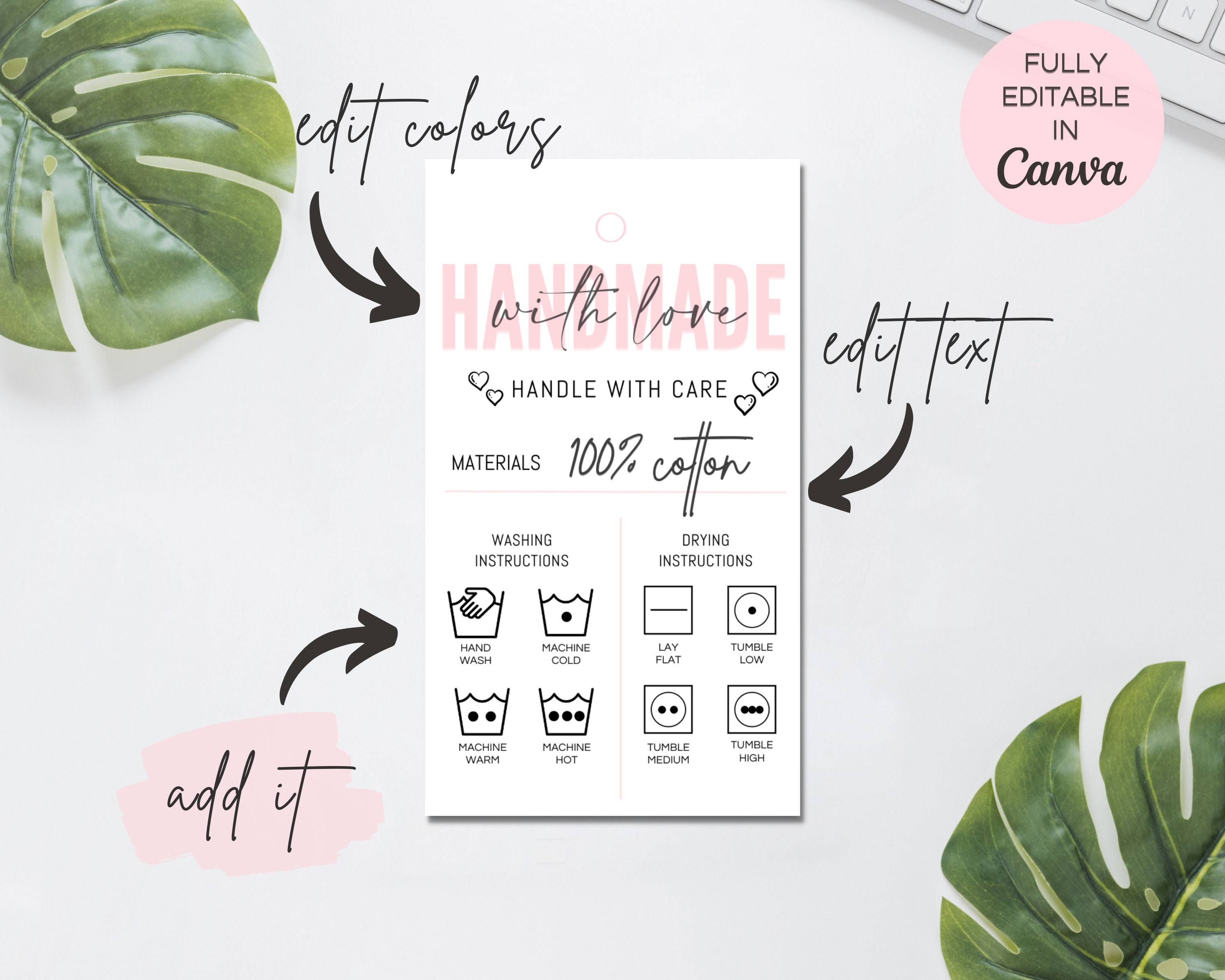 Editable Handmade Clothing Tag Printable Custom Clothing Tags - Etsy