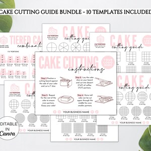 Cake Cutting Guide Bundle, Editable Cake Cutting Instructions 10 Canva ...