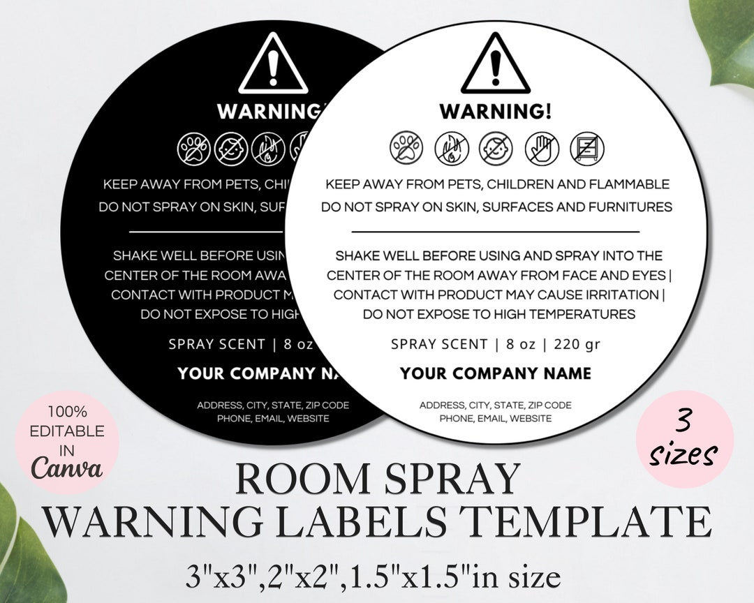 Editable Room Spray Warning Label Canva Template Printable - Etsy