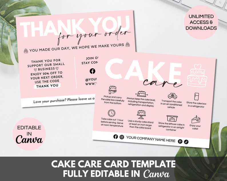 Editable Cake Care Card Printable Cake Care Template Wedding - Etsy