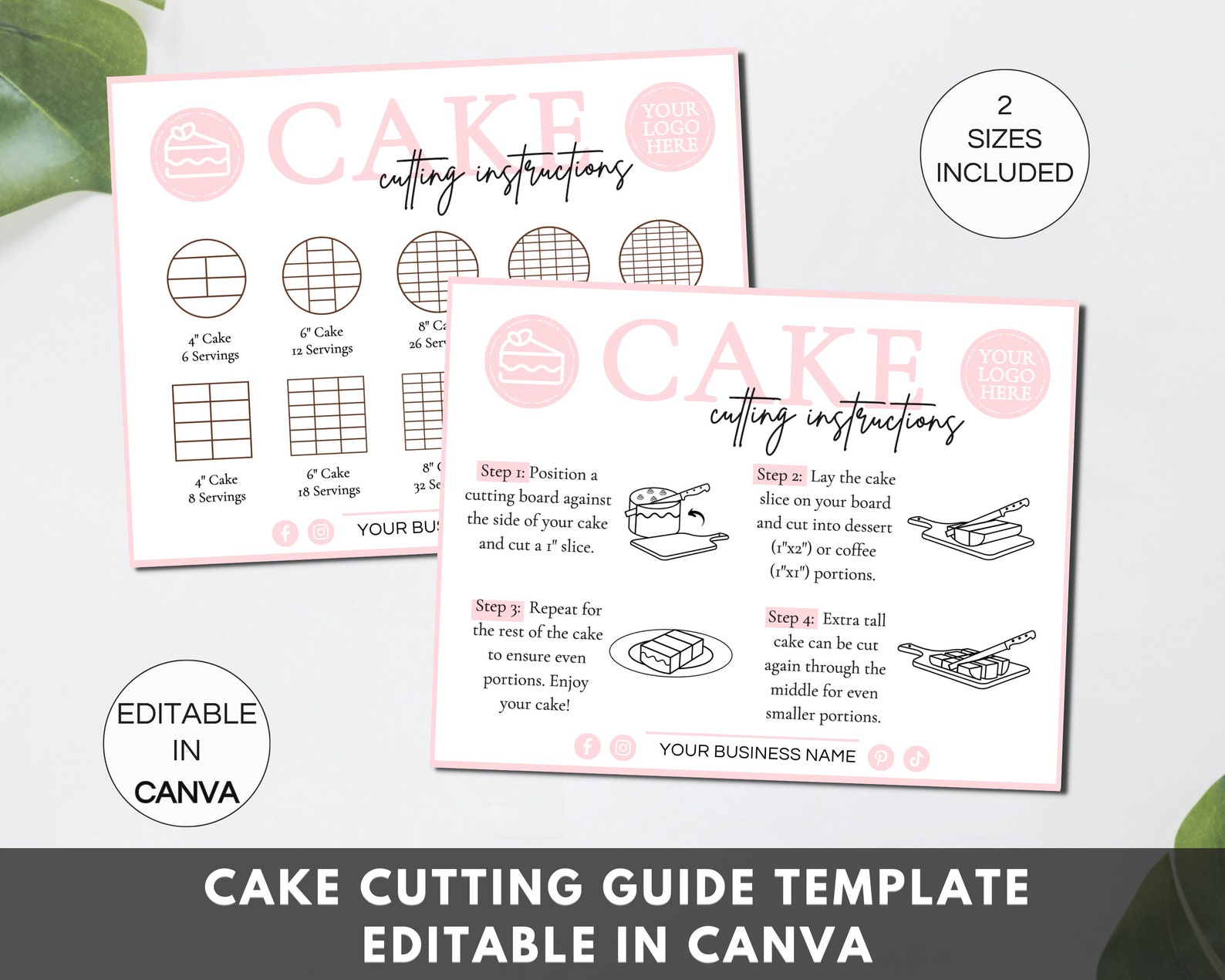 Editable Cake Cutting Guide Cards Template, Printable Cakes Cutting ...