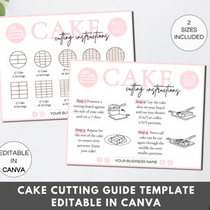 Editable Cake Cutting Guide Cards, Printable Cake Cutting Instructions ...