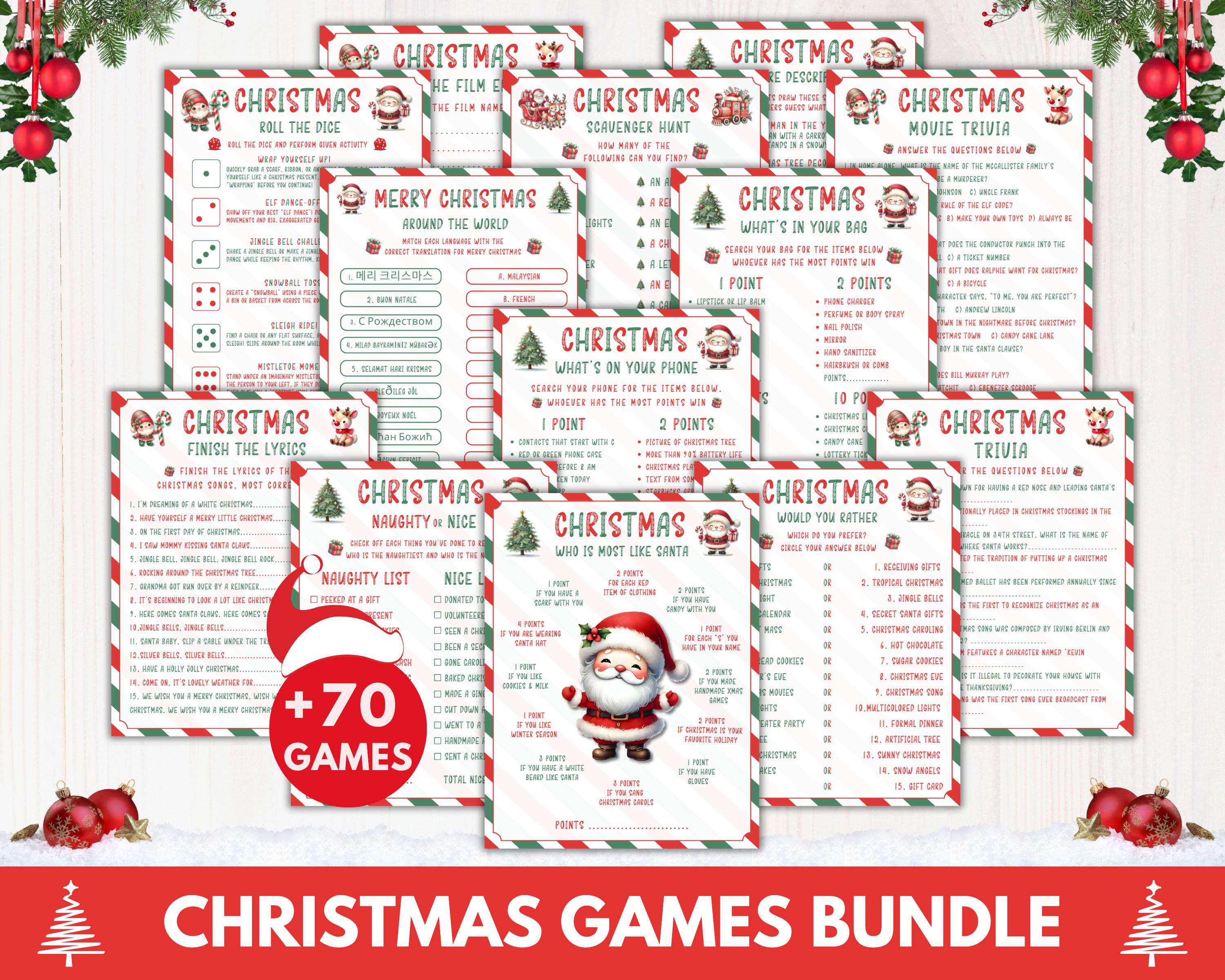 Printable Christmas Games Bundle, 70+ Christmas Family Games Bundle ...