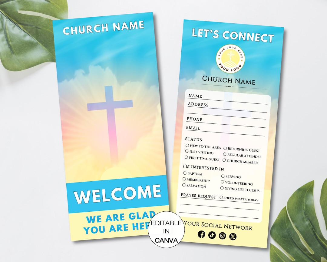 Church Connection Card, Editable Church Connect Card, Printable Church ...