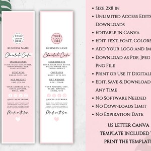 Mini Cake Tin Label, Editable Bakery Label, Printable Mini Loaf Cake ...