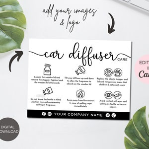 Car Diffuser Care Card Template, Car Diffuser Care Guide, Editable Oil ...