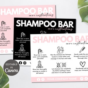 Shampoo Bar Care Card Canva Template, Editable Solid Shampoo Care ...