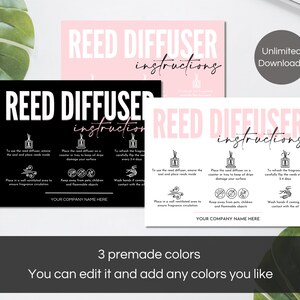 Reed Diffuser Care Card Template, Editable Reed Diffuser Care ...