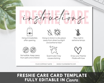 Editable Freshie Care Card Template, Printable Freshie Care ...