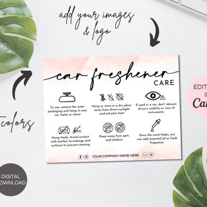 Car Freshie Care Card, Editable Car Freshener Care Guide, Printable Air ...