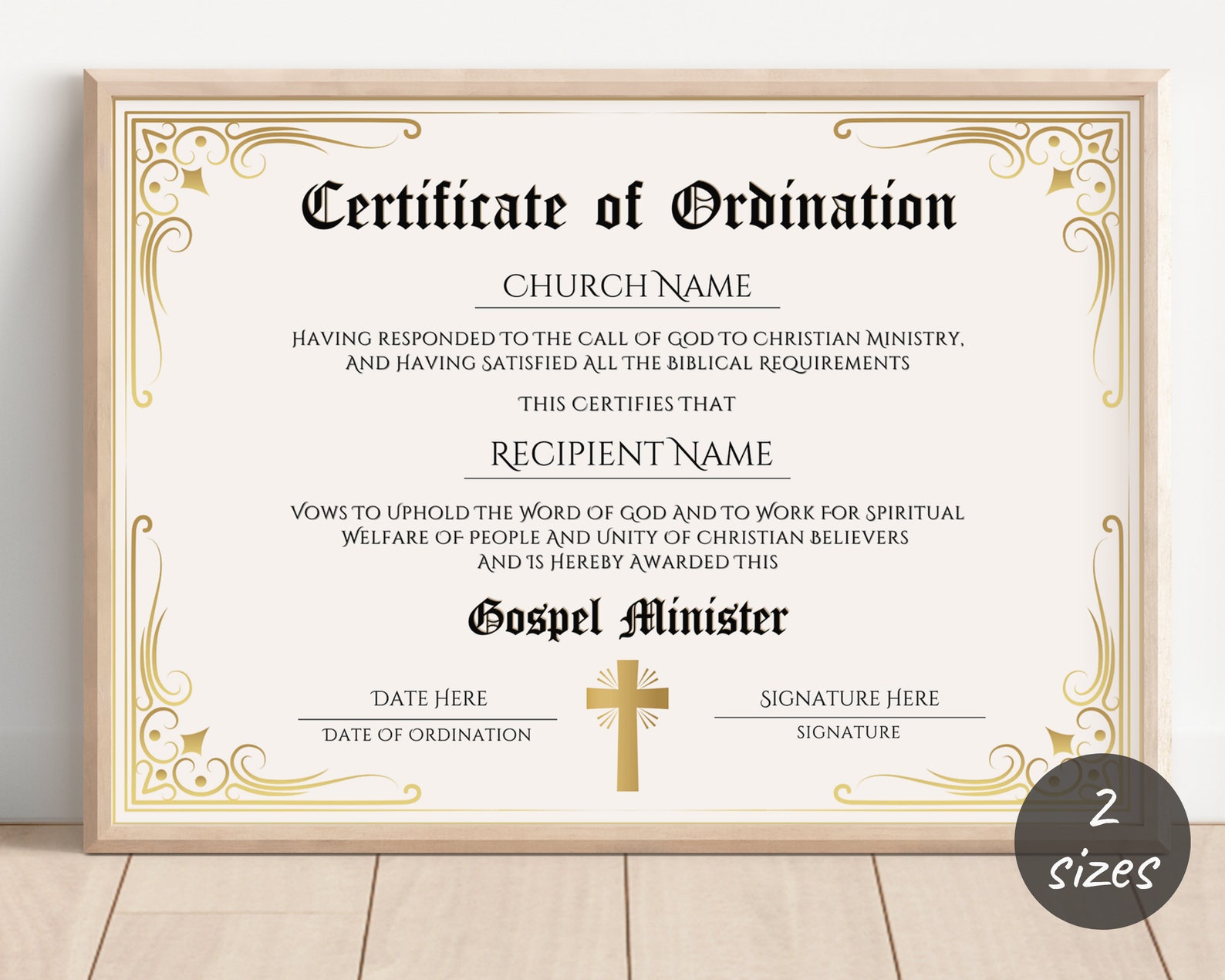 Ordination Certificate, Printable Gospel Ministry Certificates of ...