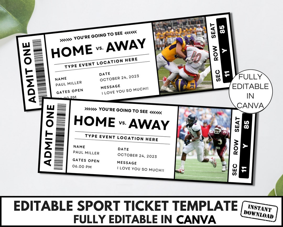 Editable Sports Ticket Template, Printable Birthday Gift Idea, Baseball ...