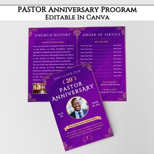 Pastor Anniversary Program Template, Editable 8 Pages Pastor ...