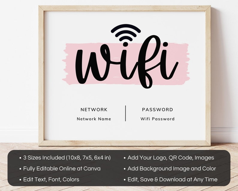 Wifi Password Template Editable Wifi Password Sign Printable - Etsy