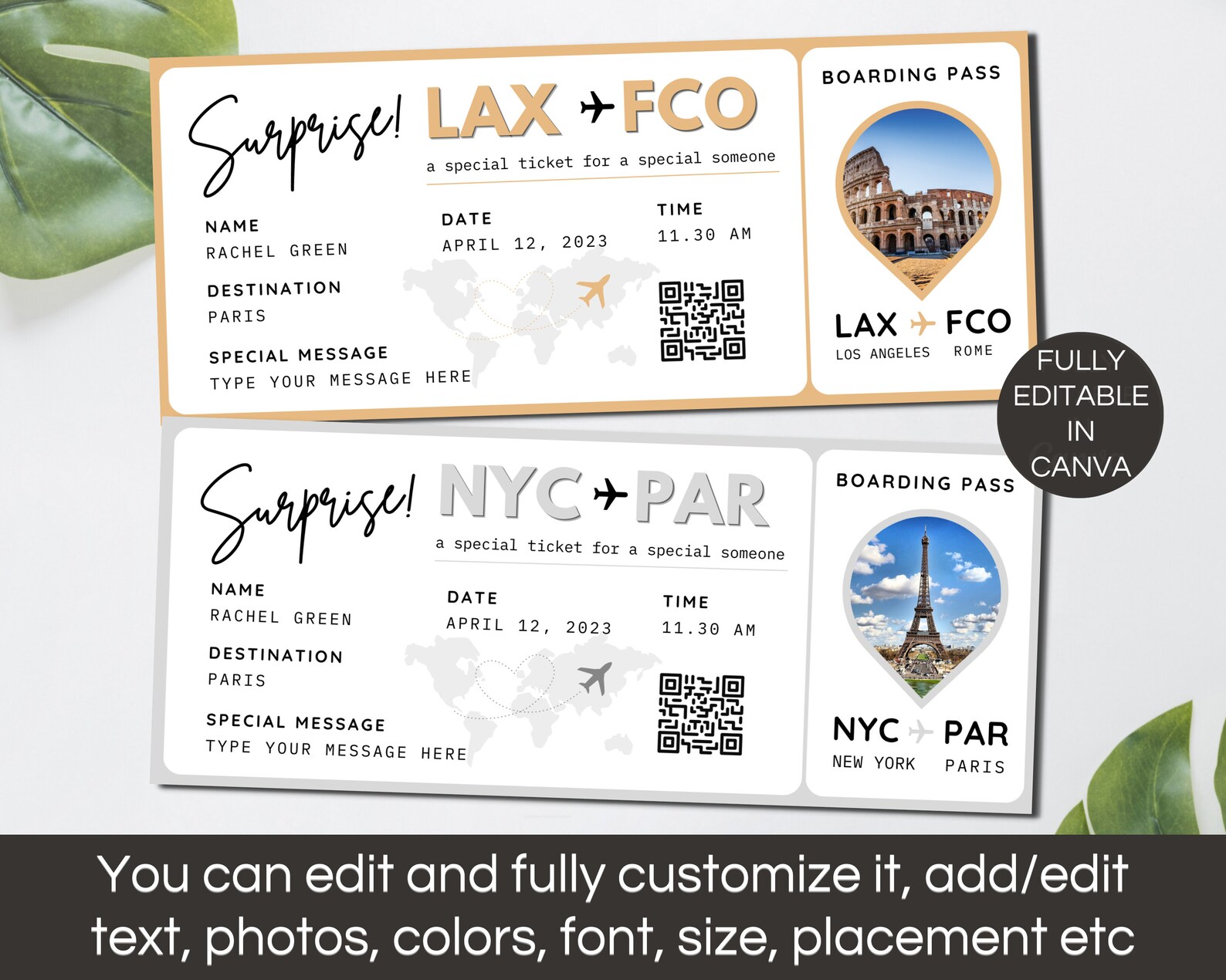 Boarding Pass Template, Printable DIY Airline Tickets Surprise Trip ...