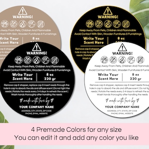 Reed Diffuser Warning Label Template, Editable Reed Diffuser Caution ...