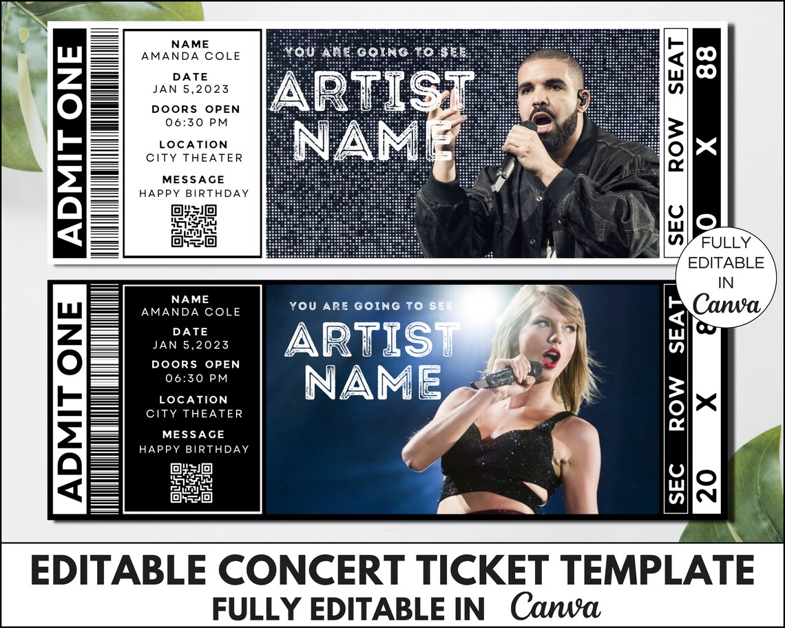 Editable Concert Ticket Canva Template Printable Event - Etsy