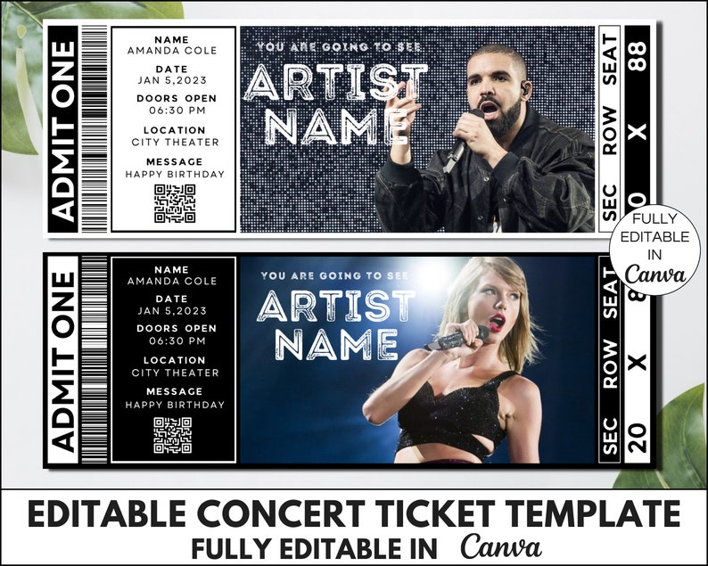 Editable Concert Ticket Canva Template Printable Event - Etsy