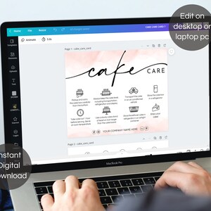 Editable Cake Care Card, Printable Cake Care Guide, Minimalist Wedding ...