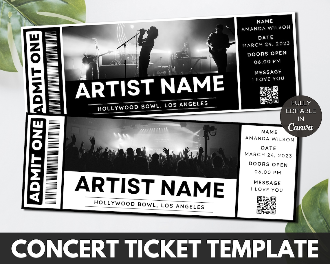 Editable Concert Ticket Template Printable Event Ticket - Etsy