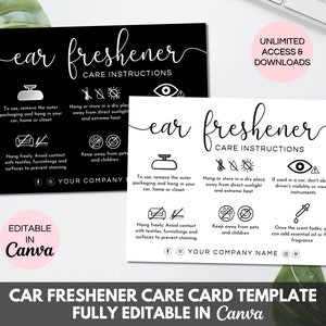 Editable Car Freshie Care Card Template, Printable Car Freshener Care ...