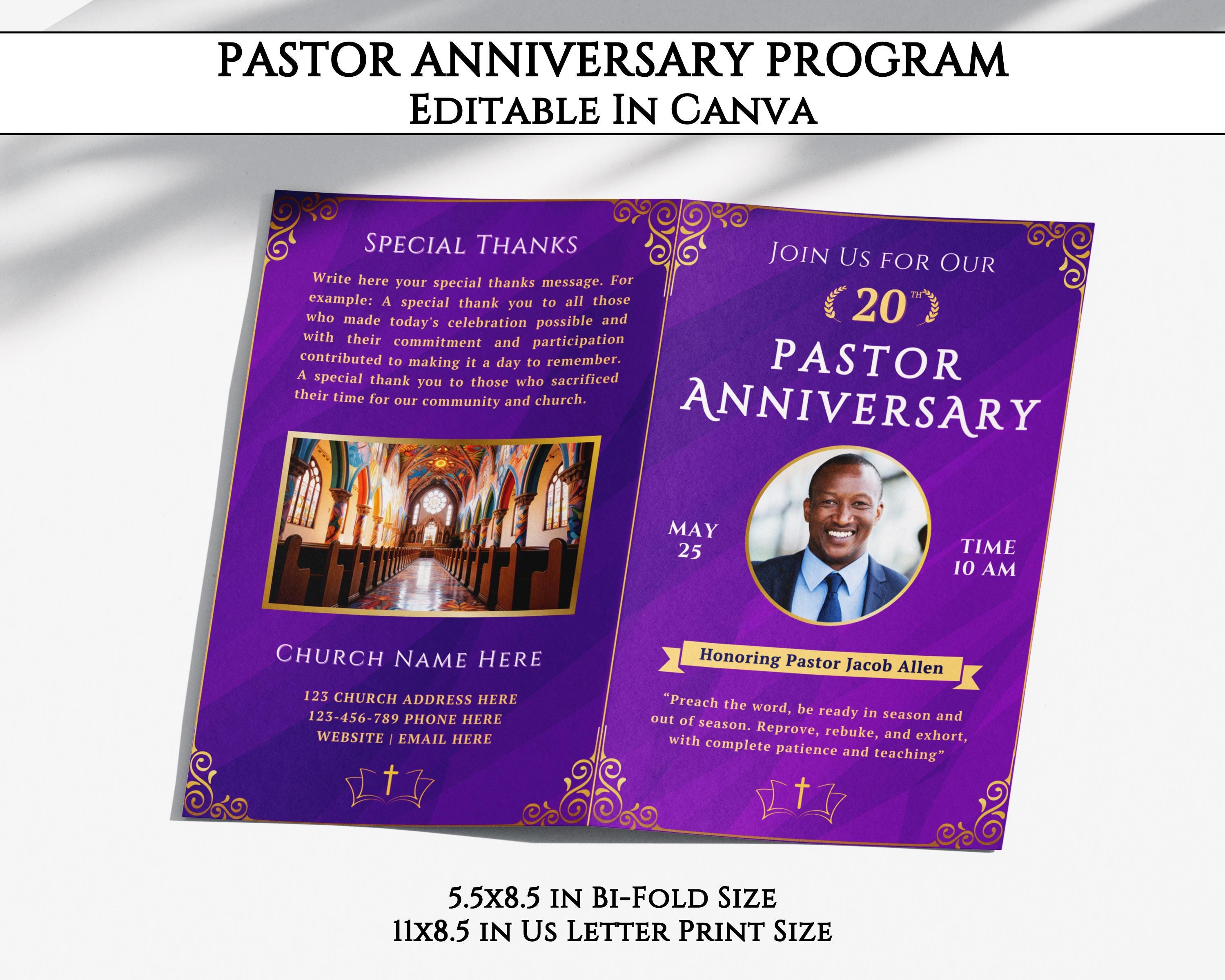 Plantilla De Programa De Aniversario Del Pastor En Formato Pdf
