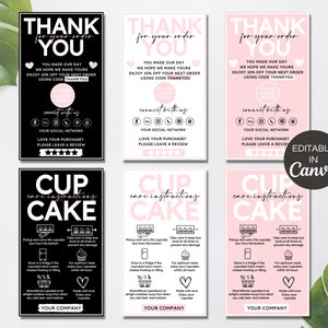 Editable Cupcake Care Card Template, Printable Cupcake Care ...