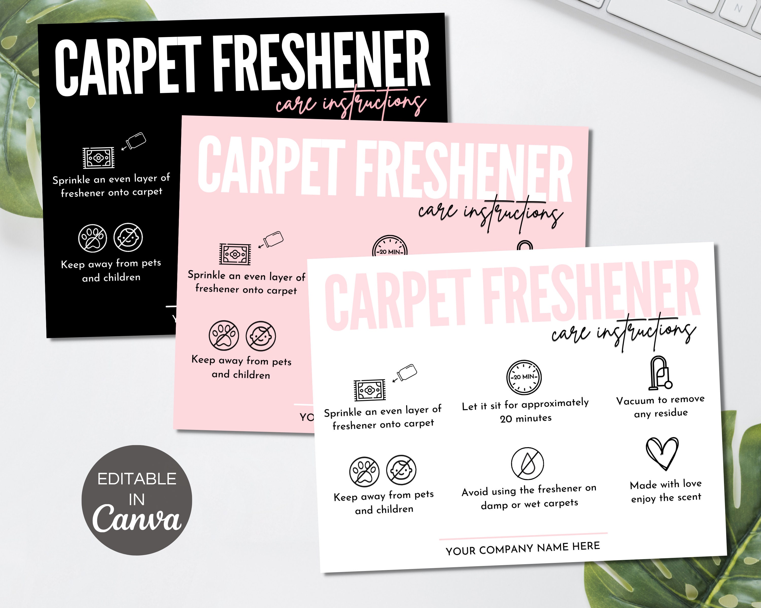 Carpet Freshener Care Card, Printable Rug Scented Powder Instructions ...