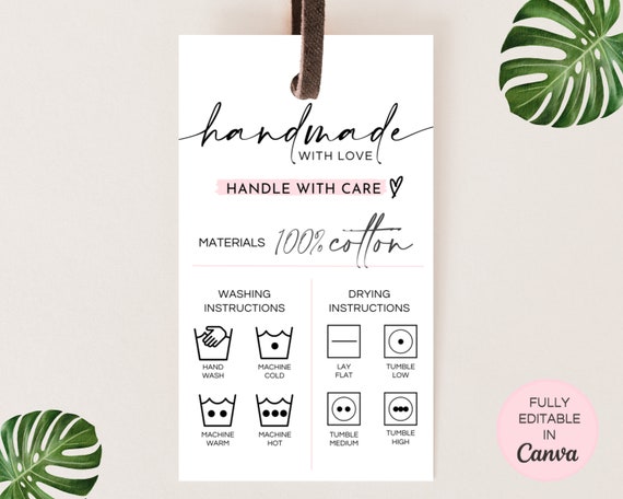 Handmade Editable Clothing Tag Custom Hang Tag Canva | Etsy