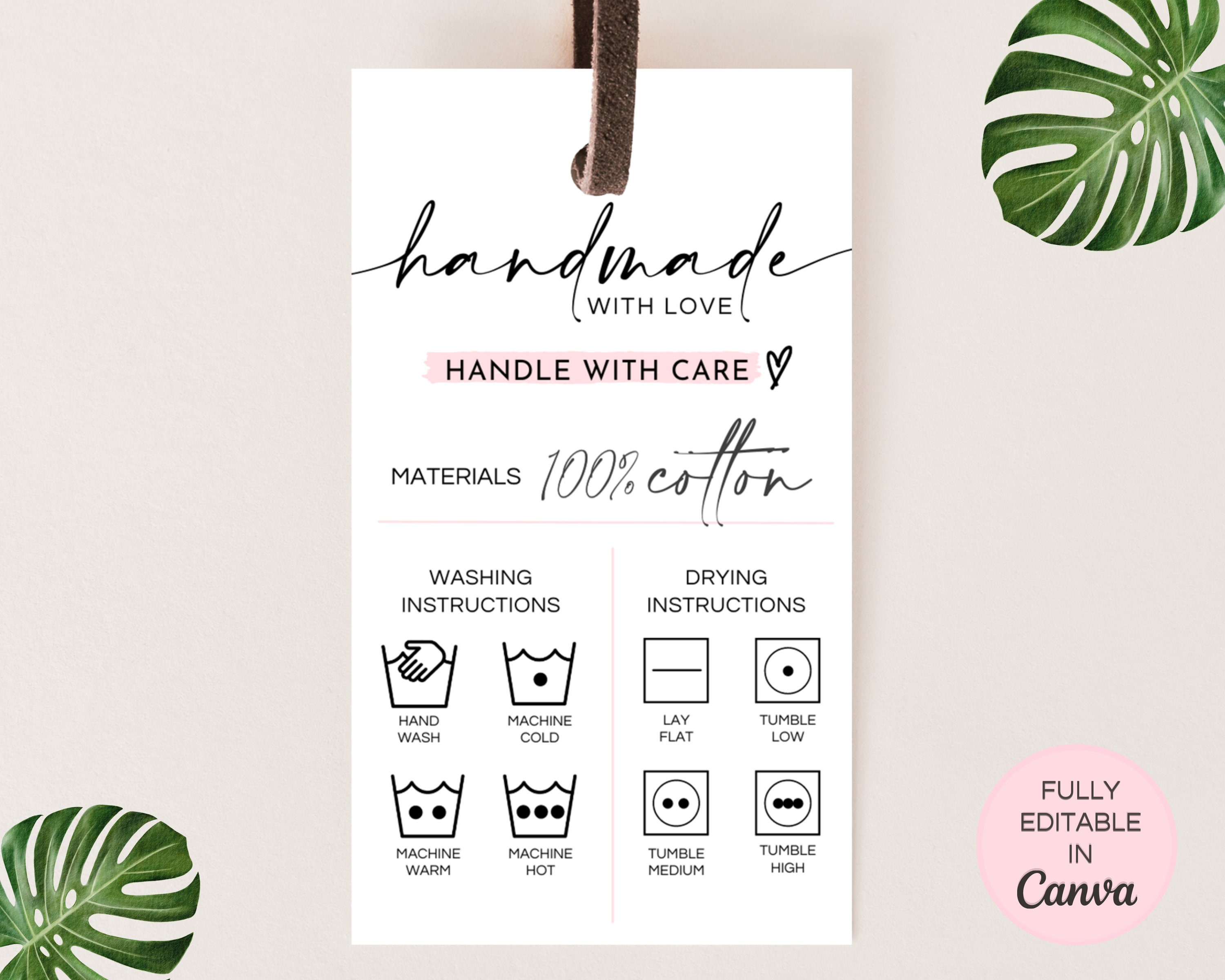 Handmade Editable Clothing Tag Custom Hang Tag Canva - Etsy