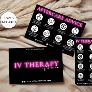 IV Therapy Aftercare Cards, Editable IV Hydration Care Card, Printable ...