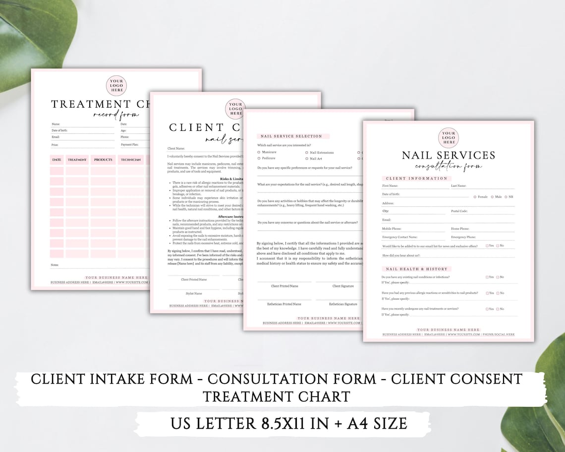 Nail Consent Form, Editable Nails Business Bundle, Nails Aftercare Card ...