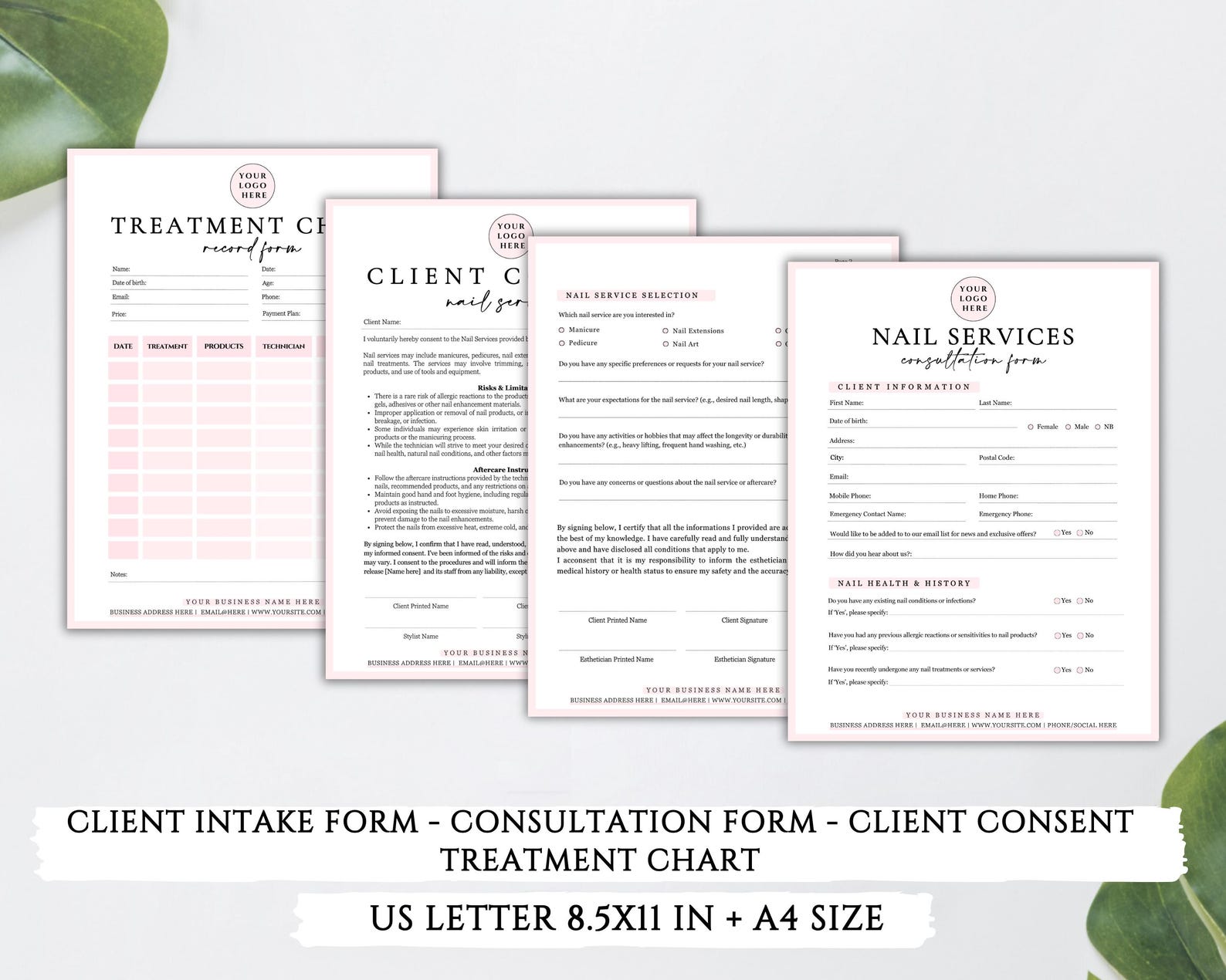 Nail Consent Form, Editable Nails Business Bundle, Nails Aftercare Card ...