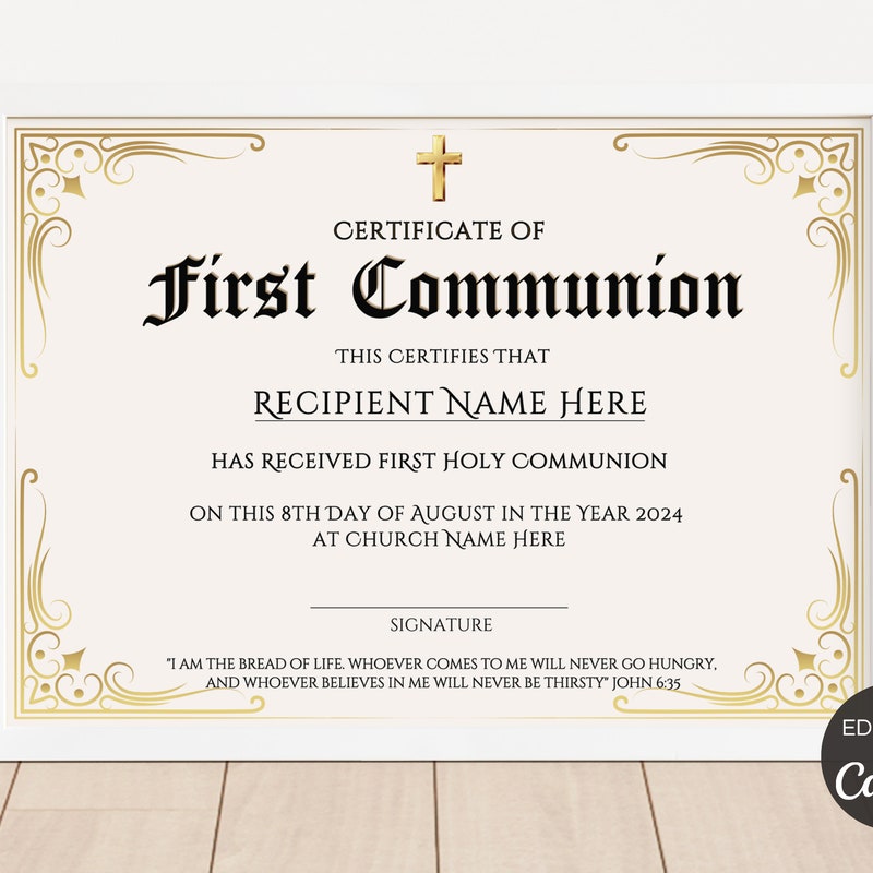 Holy Communion Certificate - Etsy