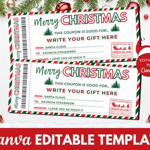 Christmas Coupon Template, Editable Christmas Gift Certificate ...