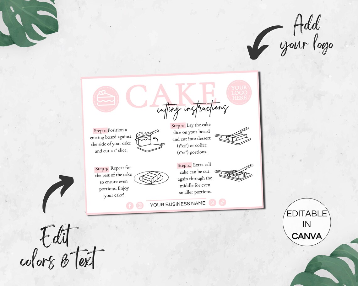 Editable Cake Cutting Guide Cards Template, Printable Cakes Cutting ...