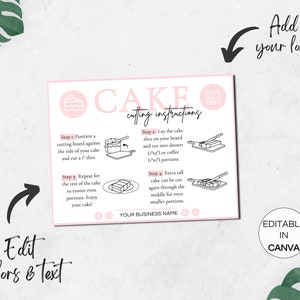 Editable Cake Cutting Guide Cards, Printable Cake Cutting Instructions ...