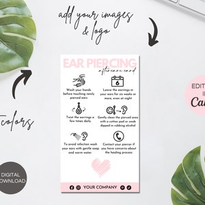 Editable Ear Piercing Aftercare Canva Template, Printable Piercing ...