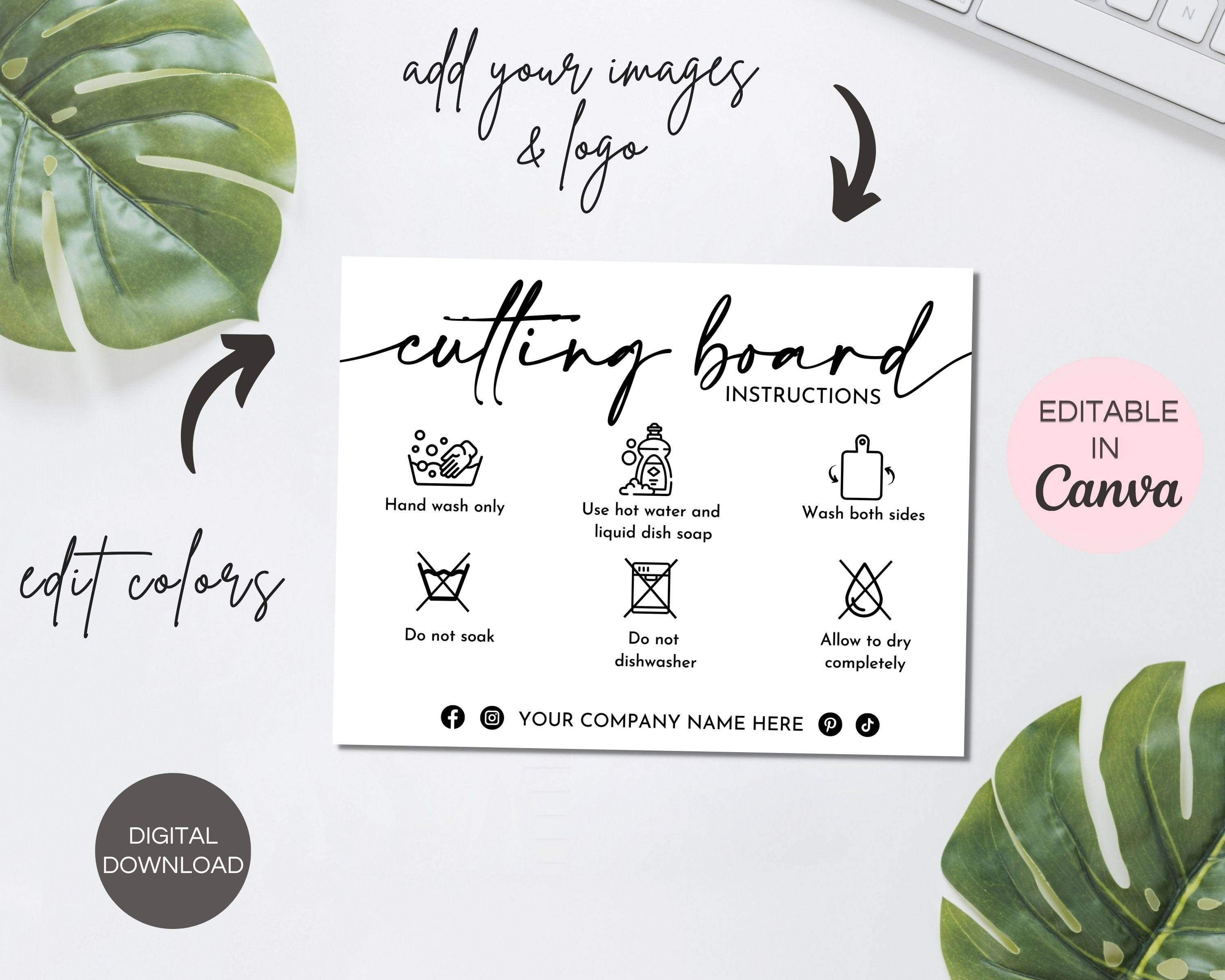 Cutting Board Care Card, Printable Cuttingboards Instructions Cards ...