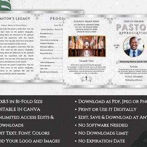 Pastor Appreciation Program Template, Editable Pastor Installation ...