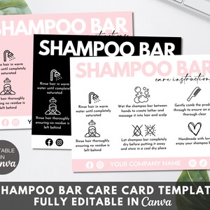 Shampoo Bar Care Card Canva Template, Editable Solid Shampoo Care ...