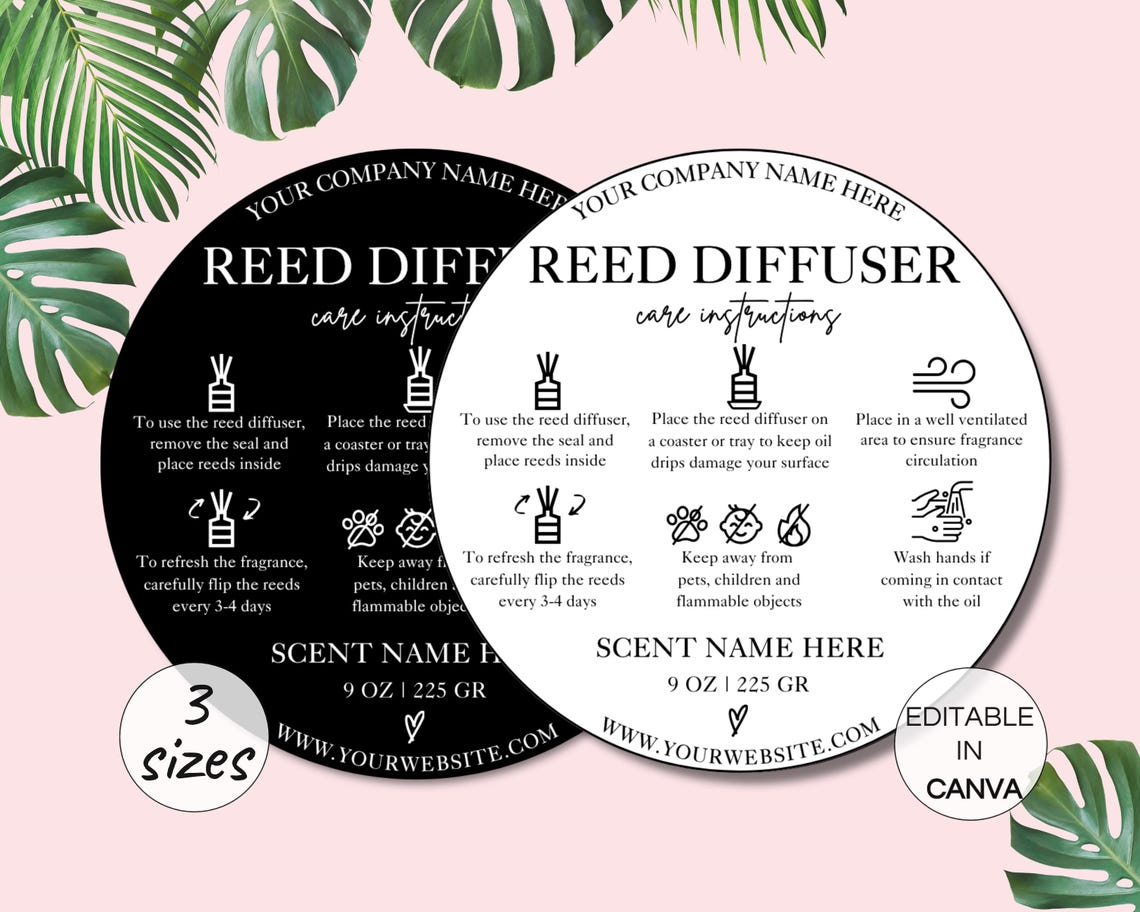 Editable Reed Diffuser Warning Label Template, Printable Reed Diffuser ...