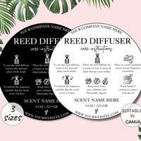 Square Reed Diffuser Label Template Editable Essential Oil Diffuser ...