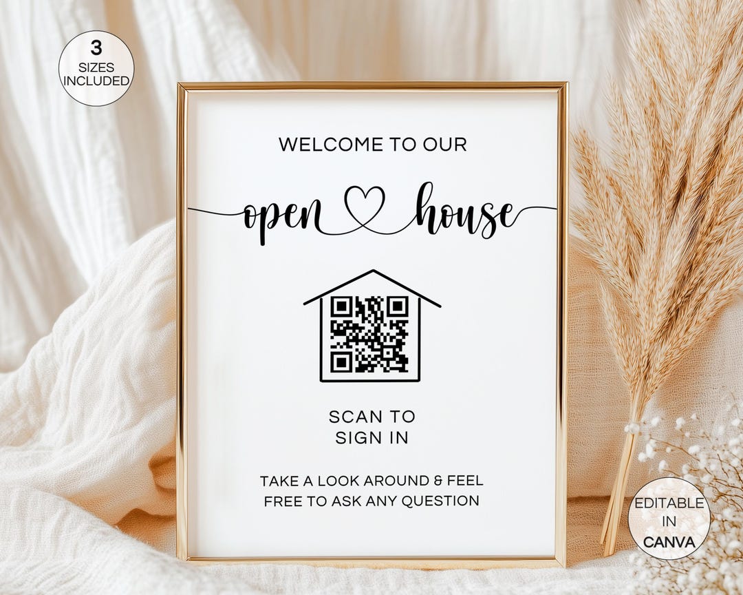 Editable Welcome to Our Open House Sign With QR Code, Real Estate ...
