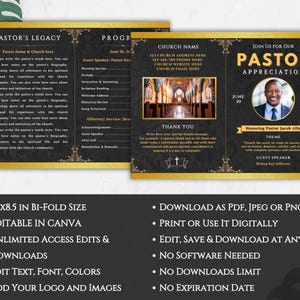 Pastor Appreciation Program Template, Editable Pastor Installation ...