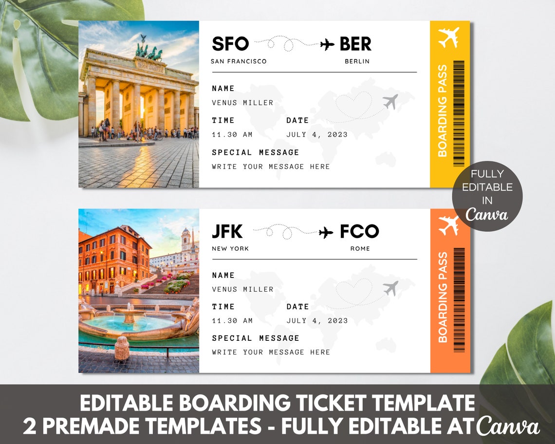 Editable Boarding Pass Template Printable Boarding Ticket - Etsy