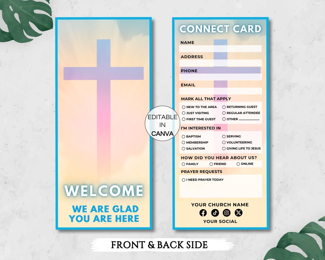 Church Connection Flyer Card, Editable Connect Cards, Church Religious ...