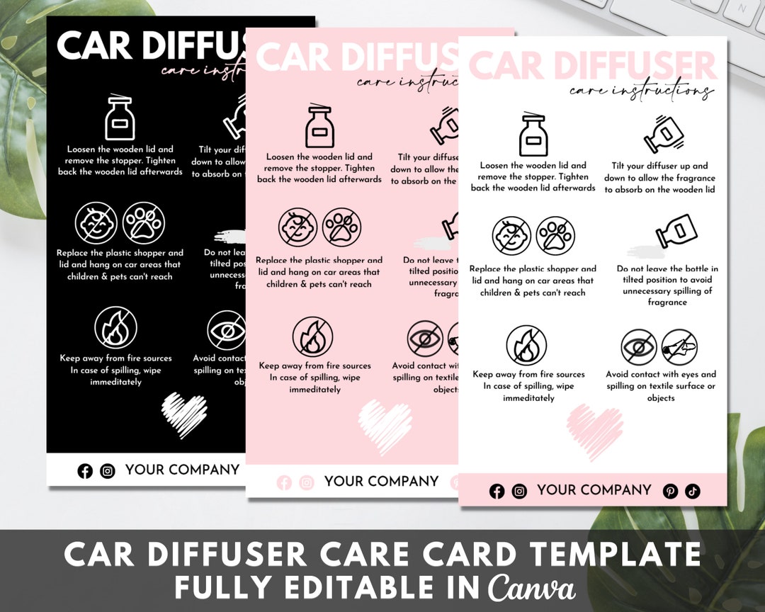 Car Diffuser Care Card Printable Car Diffuser Care Guide - Etsy Australia