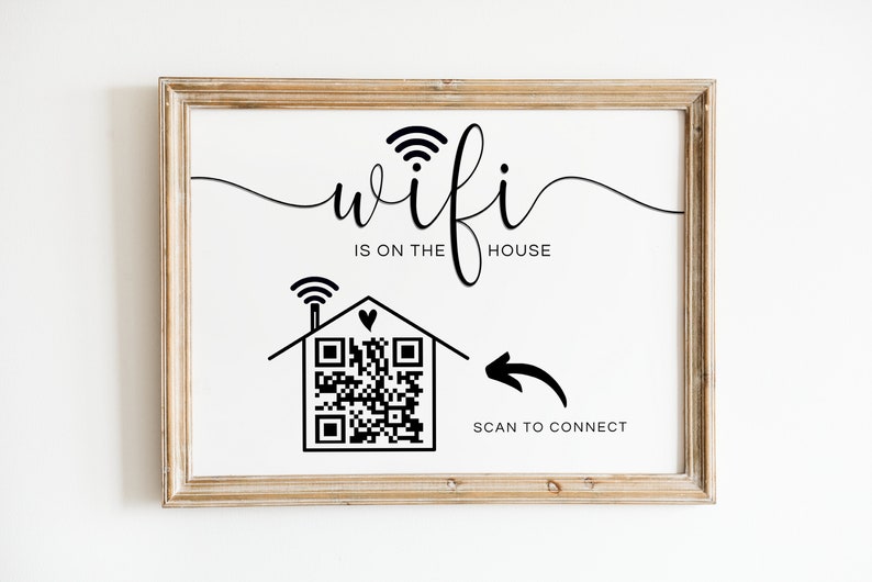 Wifi Sign QR Code Printable Editable Airbnb Wifi Sign Canva - Etsy