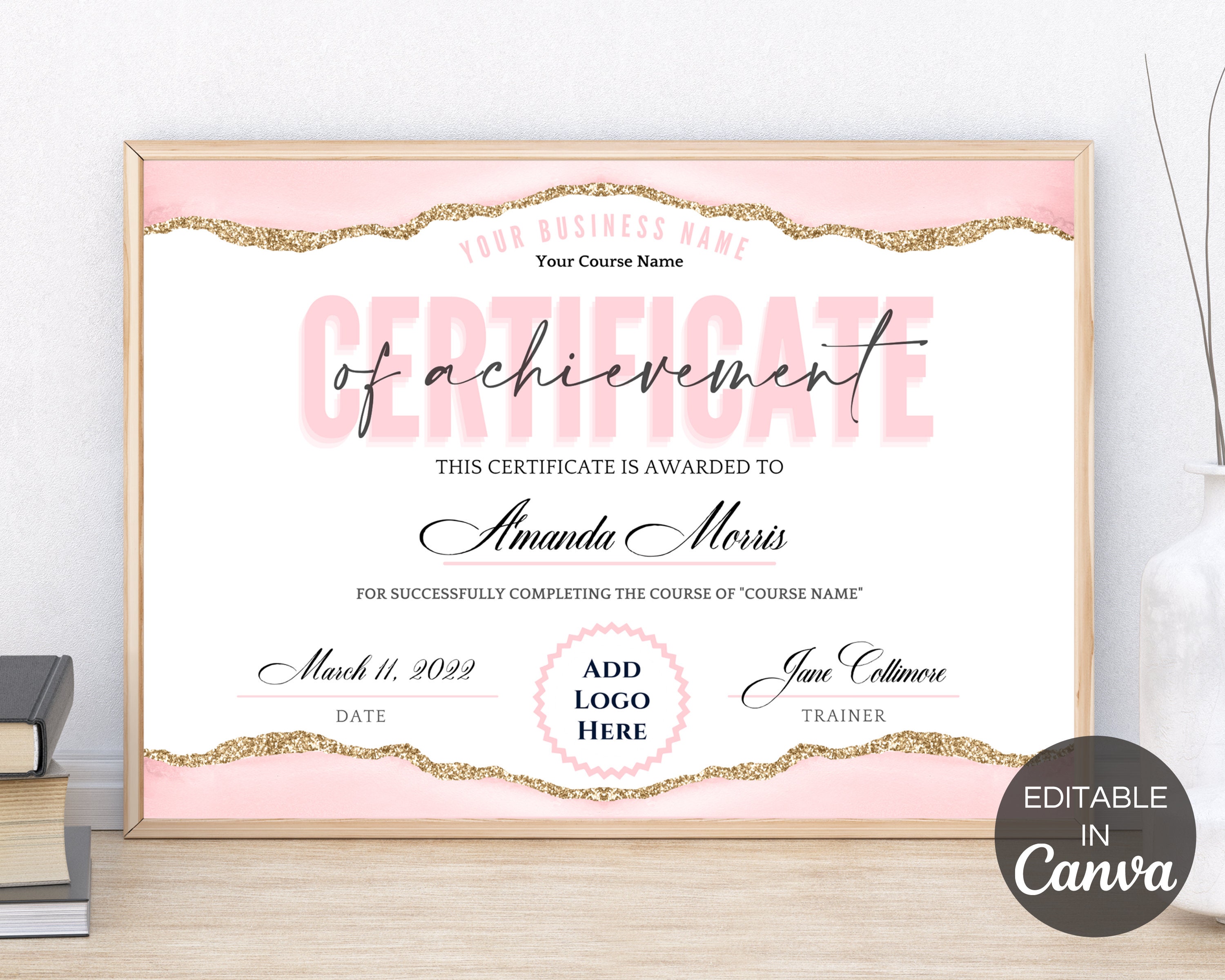 Editable Certificate of Achievement Template Printable | Etsy Canada